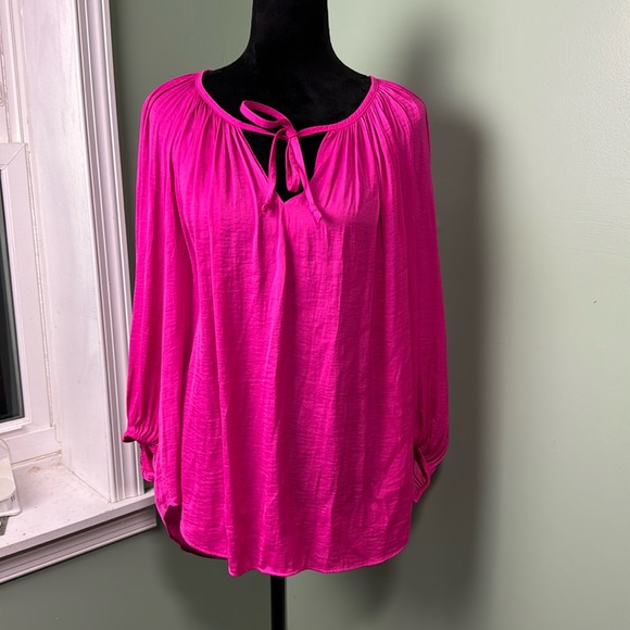 Jennifer Lopez | Tops | Jennifer Lopez Hot Pink Peasant Blouse X | Poshmark